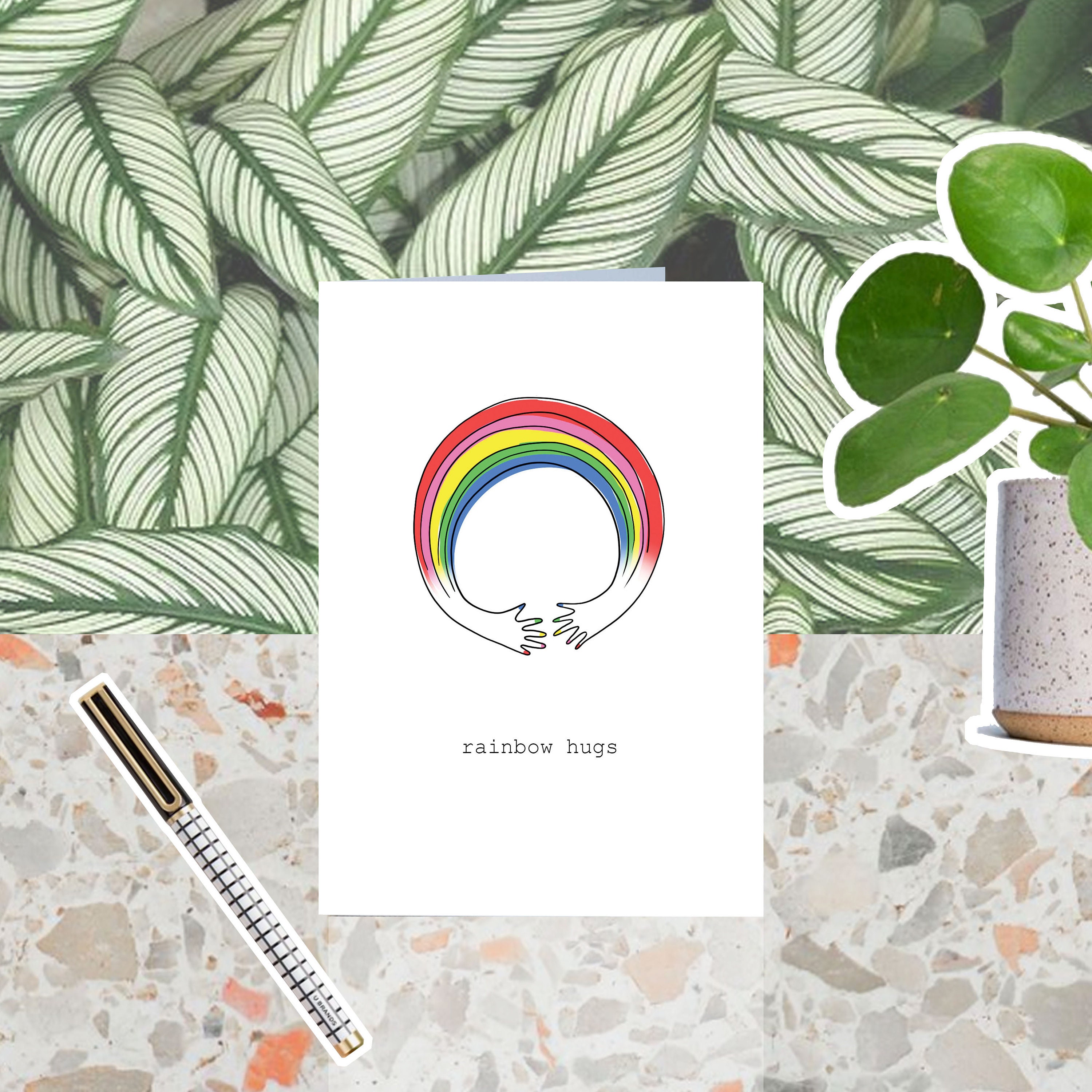 Rainbow Hugs Card, Sending Rainbows, Thinking of You card, Friendship ...