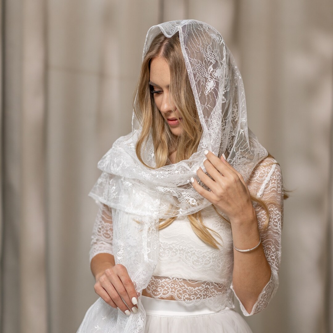Lace Chapel Veil Scarf Mantilla Shawl, Church Veil Scarf, Lace Shawl ...