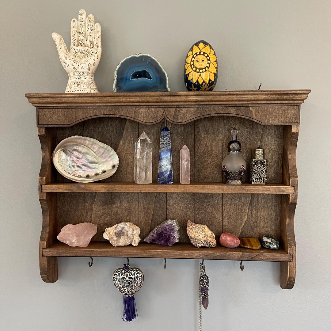 Dresser Top Small Horizontal Wall Mounted Dark Oak Crystal / Trinket ...