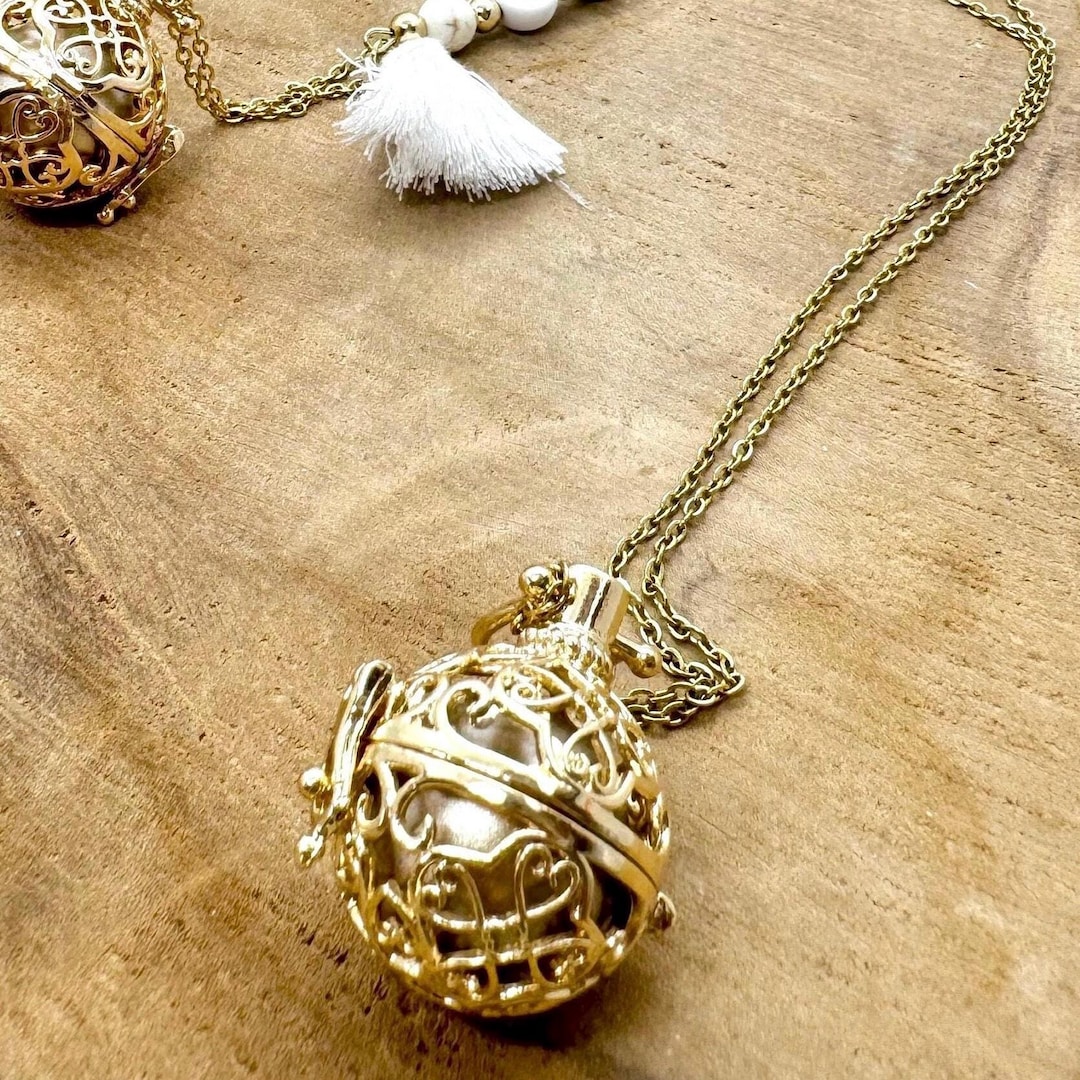 Gold Pregnancy Bola With Stainless Steel Chain and Boho Chic Charms - Etsy
