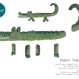 Crocodile Paper Puppet - Animal Paper Doll - Etsy UK