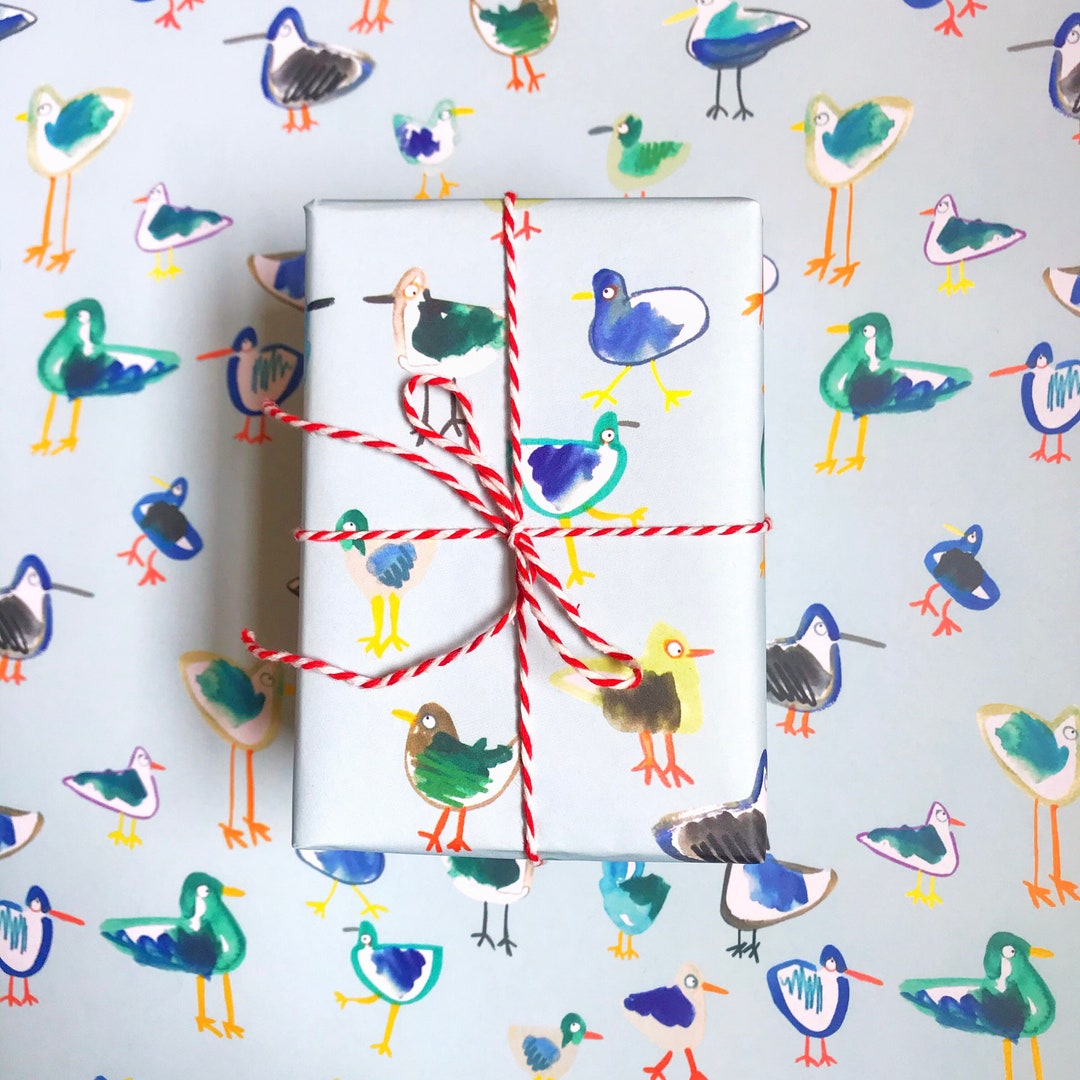 Seaside Seagull Gift Wrap - 100% Recyclable Eco Friendly Wrapping Paper ...