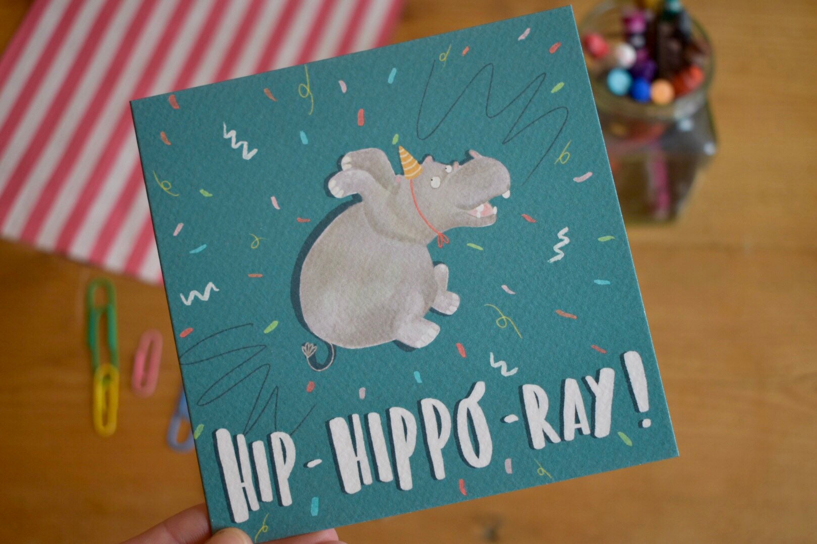 Celebration / Congratulations Card Hip Hip Hooray Hippo Card - Etsy