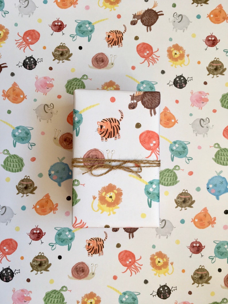 Cute Animal Gift Wrap Animal Childrens Wrapping Paper - Etsy UK