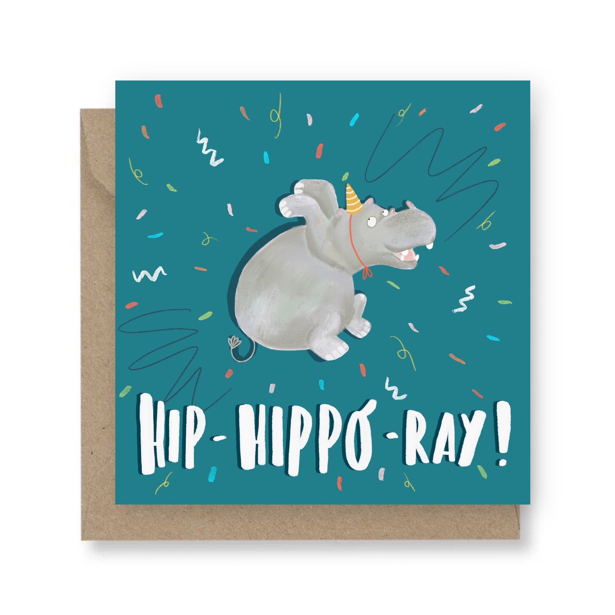 Celebration / Congratulations Card Hip Hip Hooray Hippo Card - Etsy