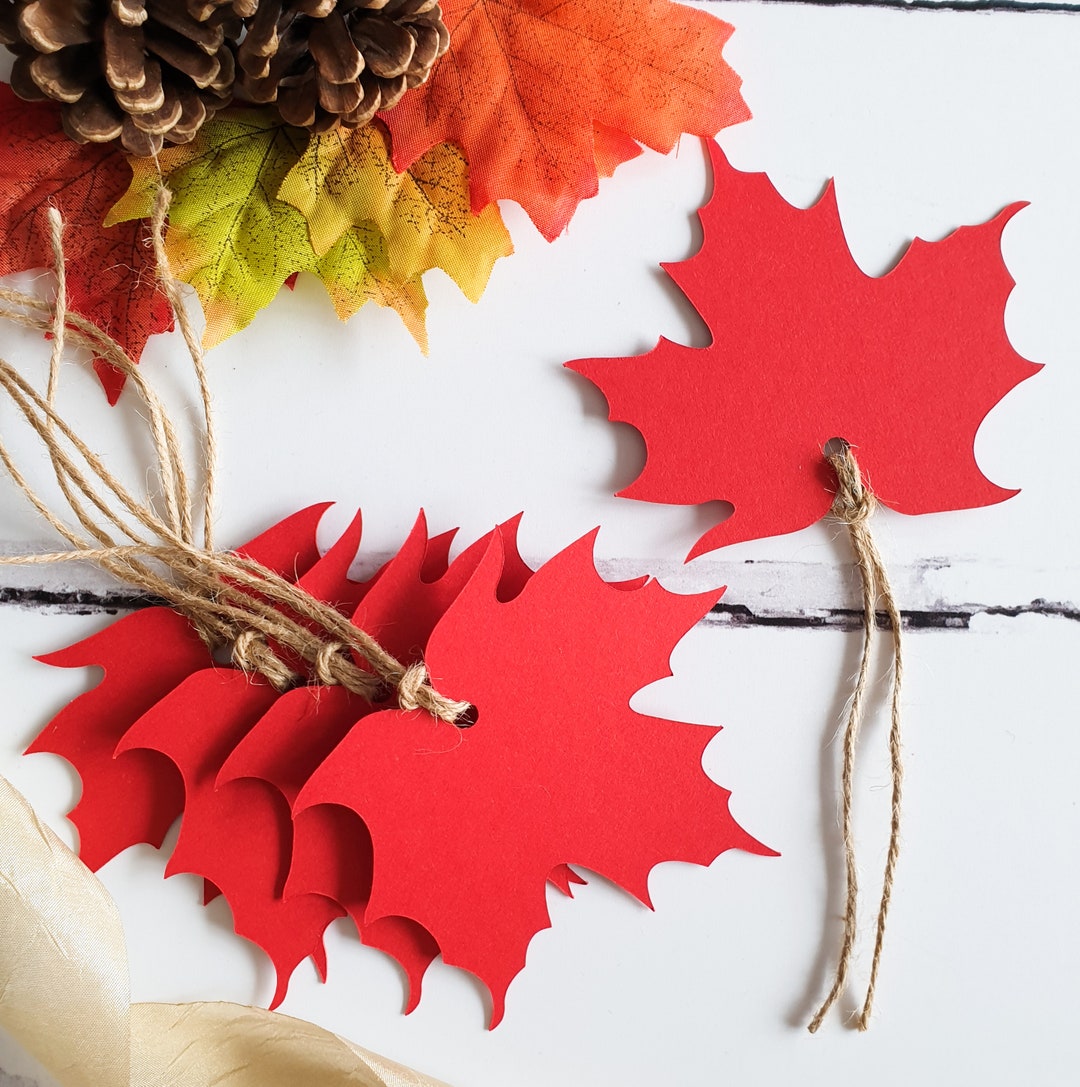 Red Autumn Leaf Gift Tags X 6, Fall Leaf Gift Labels, Thanksgiving Gift ...