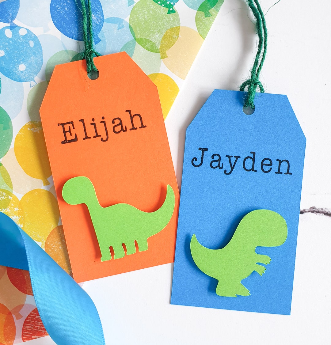 Personalised Dinosaur Party Gift Tags x4 for Dinosaur Party, Child's ...