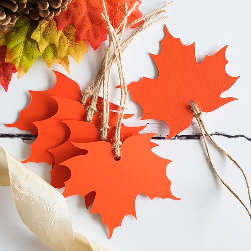 Fall Wedding Tags Orange Maple Leaf Gift Wrap Woodland - Etsy