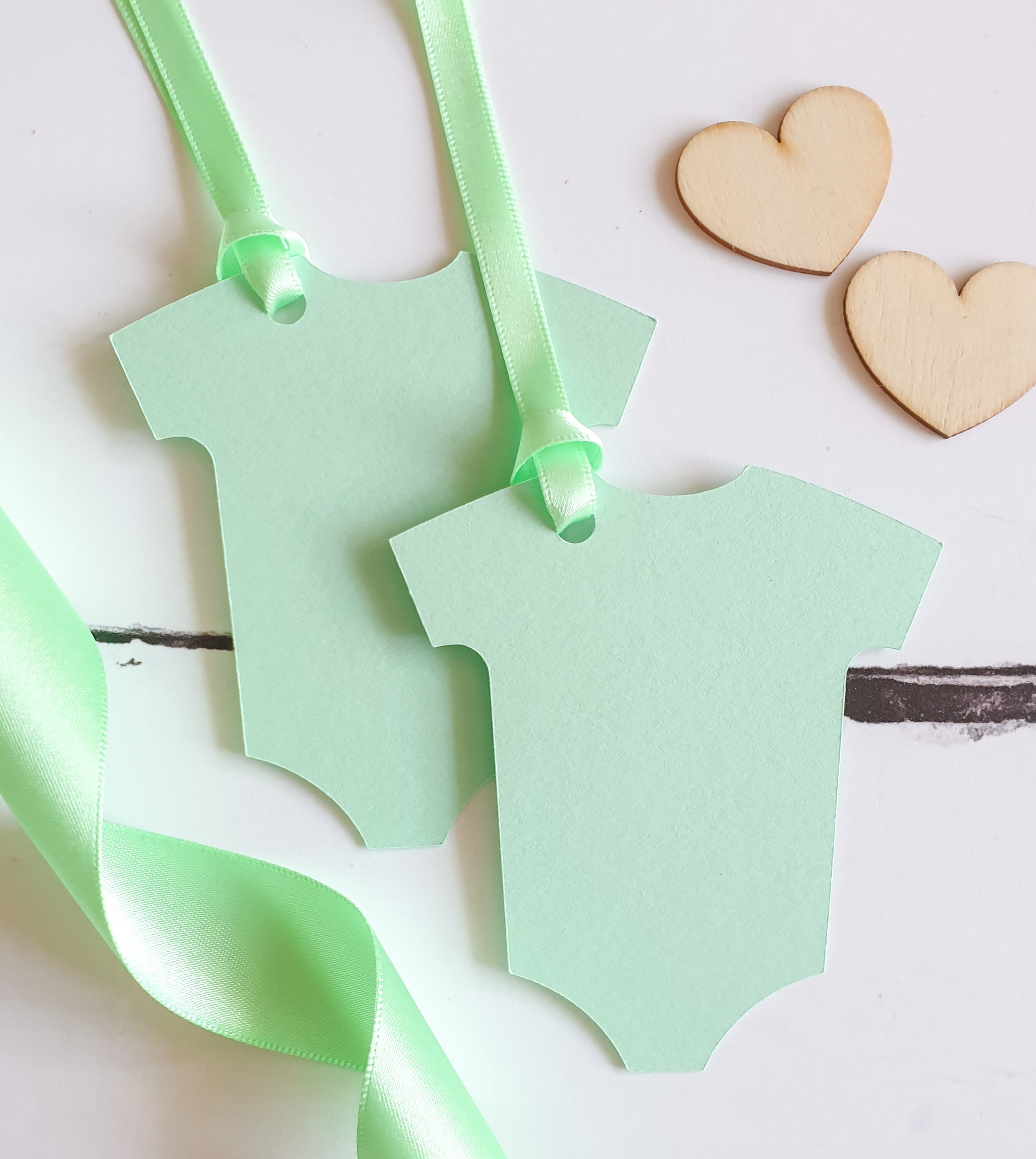 New Baby Blank Gift Tags Set. X8 Tags. Set of Mint Green New Baby Tags ...