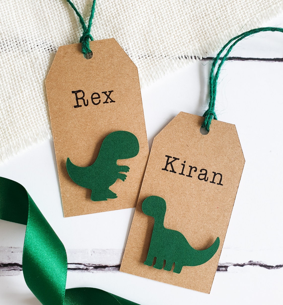 Personalised Dinosaur Gift Tags x4 for Dinosaur Party, Child's Birthday ...