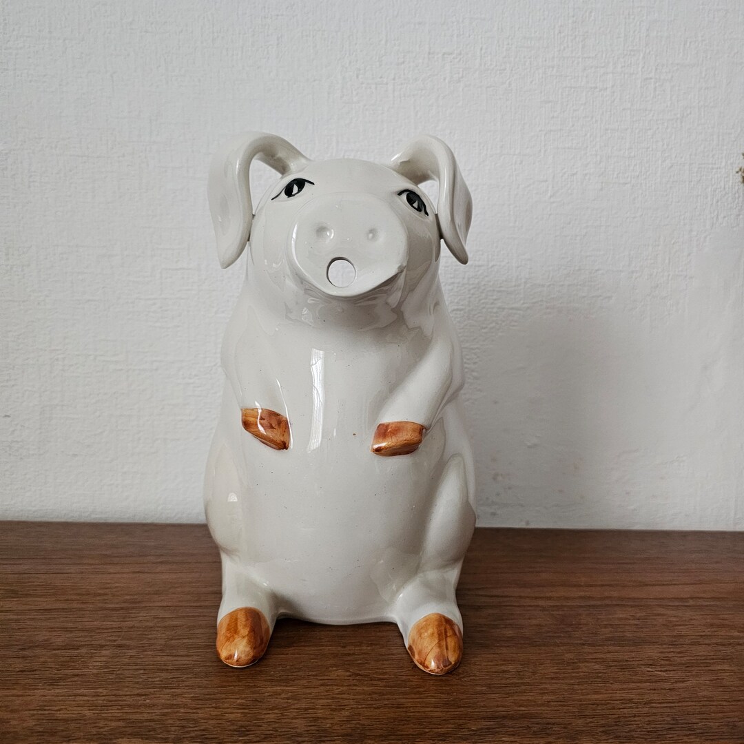 White Ceramic Pig Jug Made in Italy - Etsy