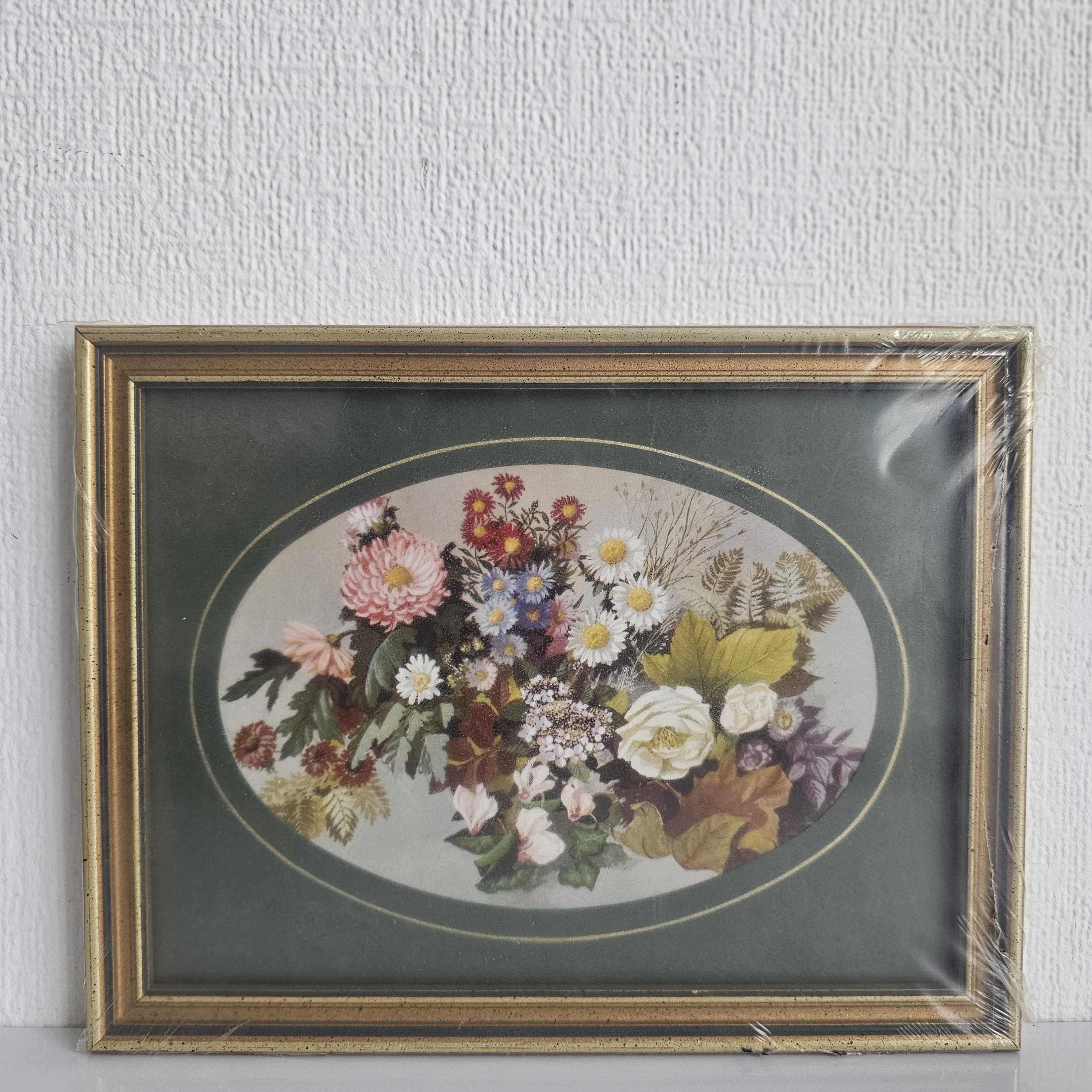 2 Vintage Gold Framed Floral Prints, Roses Kitsch Retro Wild Flowers, A ...
