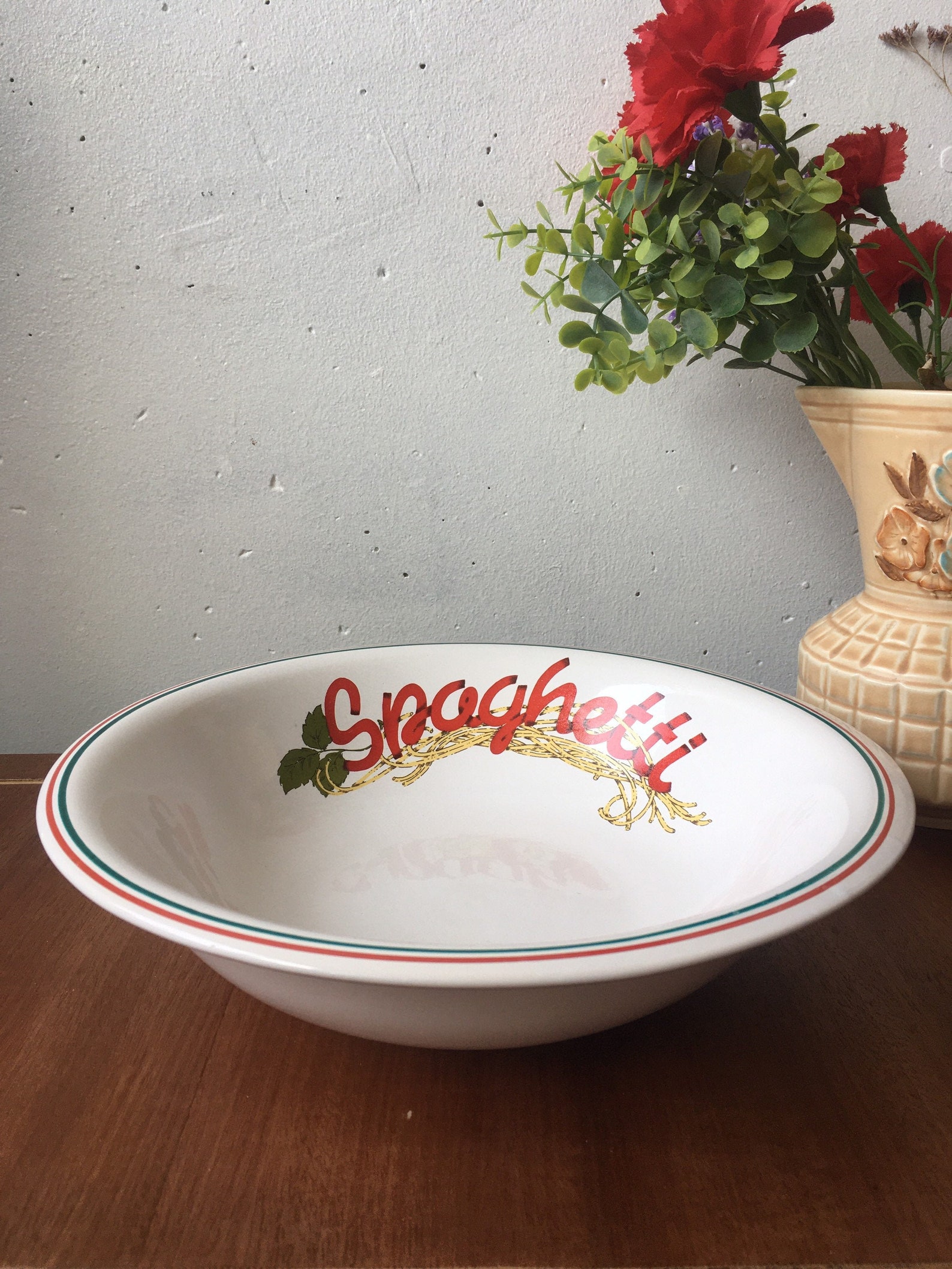 Vintage Retro Ceramic Spagetti Bowl Large Serving Pasta Bowl | Etsy