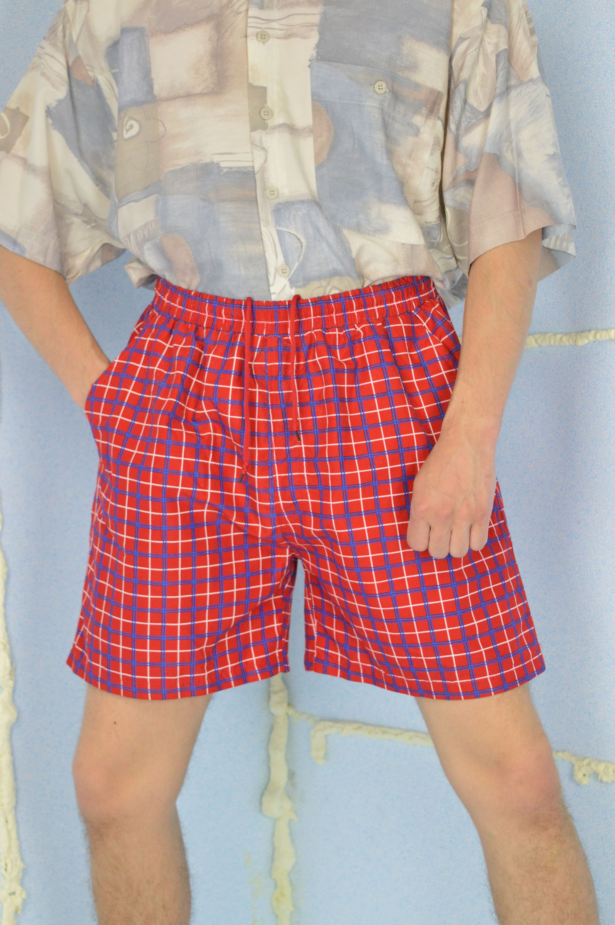 Vintage red checkered board shorts S256 | Etsy