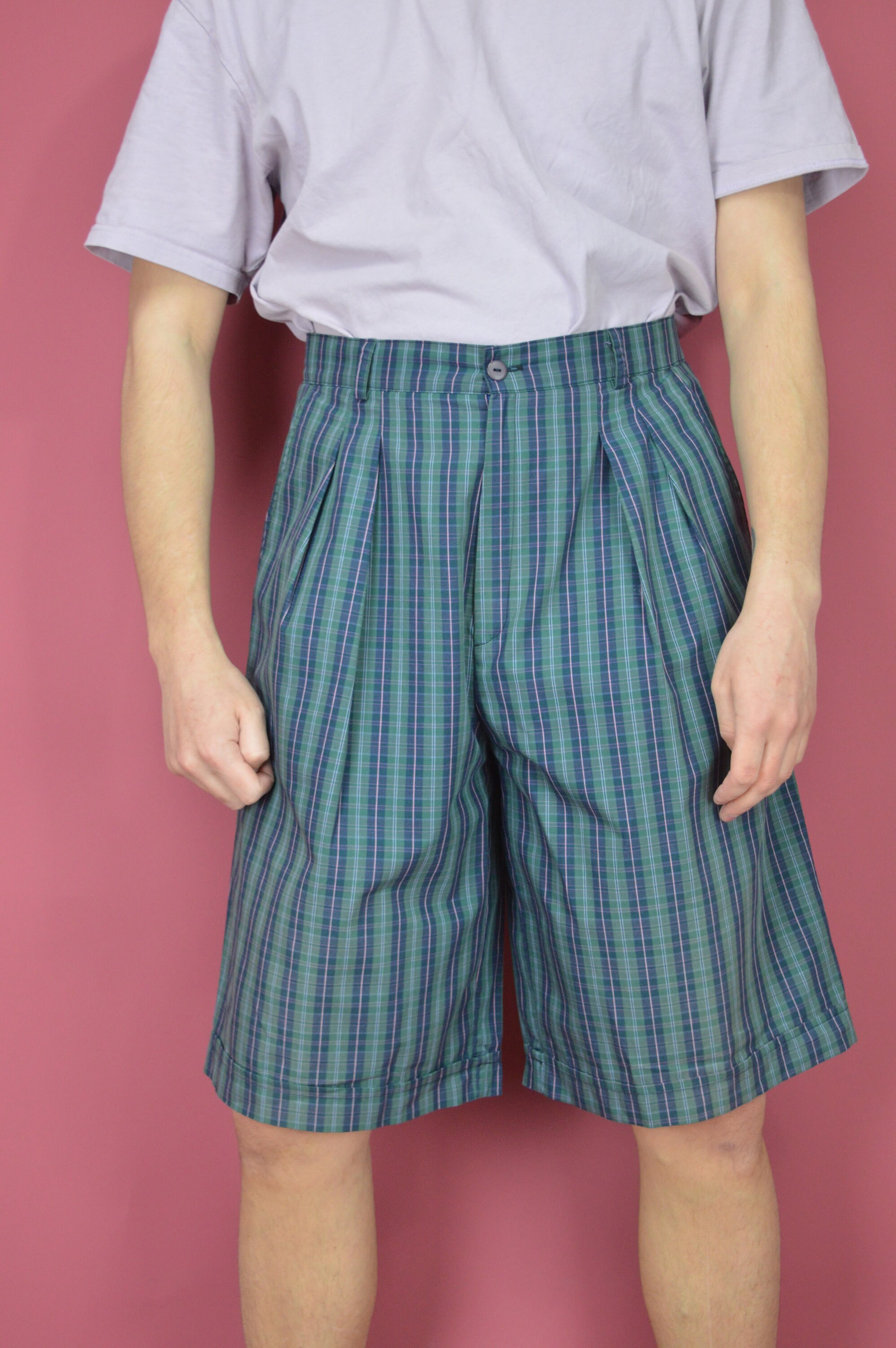 Vintage Two Colour Checkered Classic Cotton Shorts {S226} - Etsy