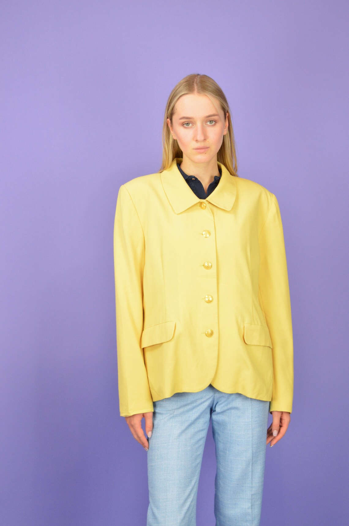 Vintage Yellow Classic 80's Suit Blazer {W574} - Etsy