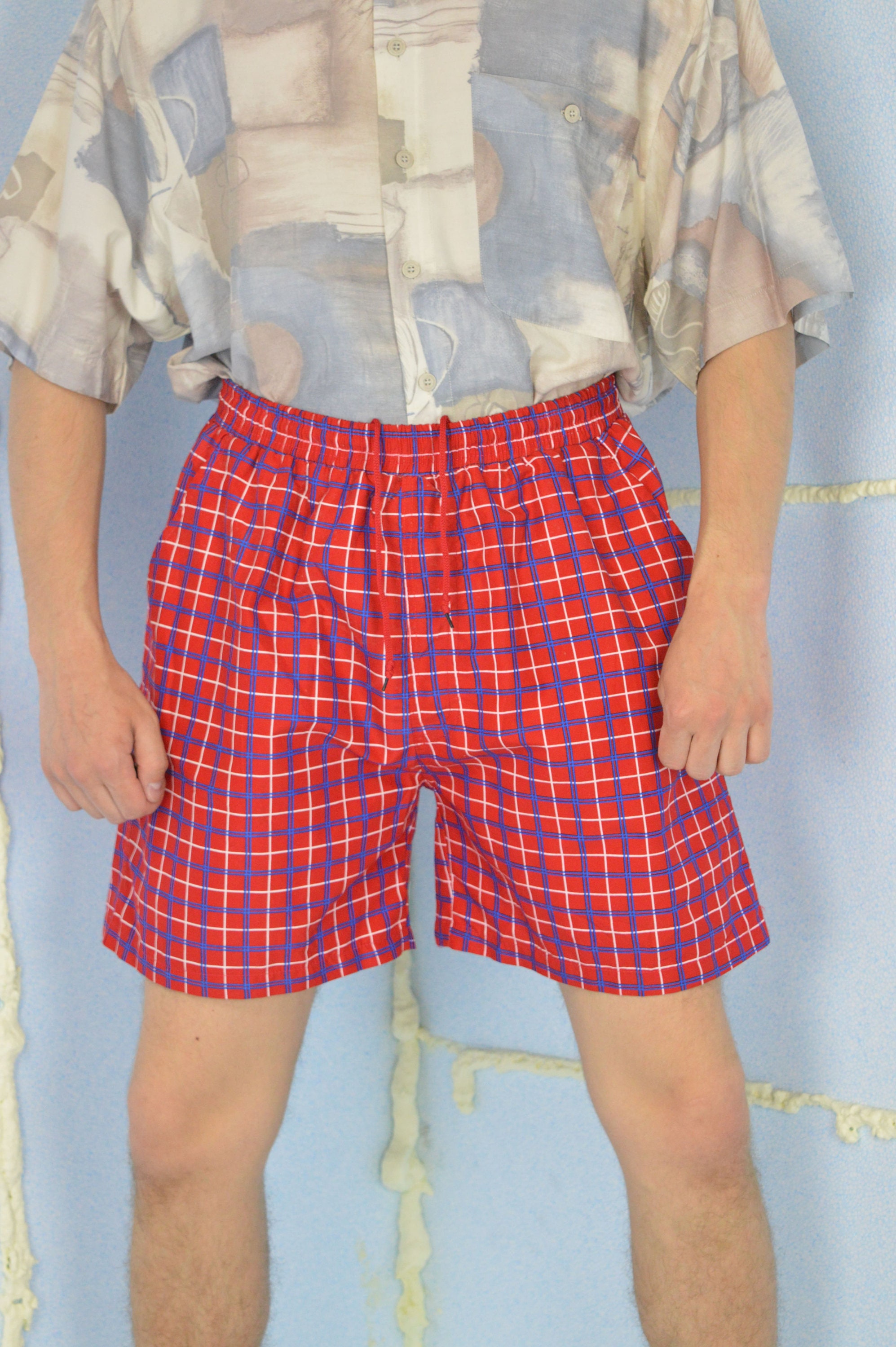 Vintage red checkered board shorts S256 | Etsy