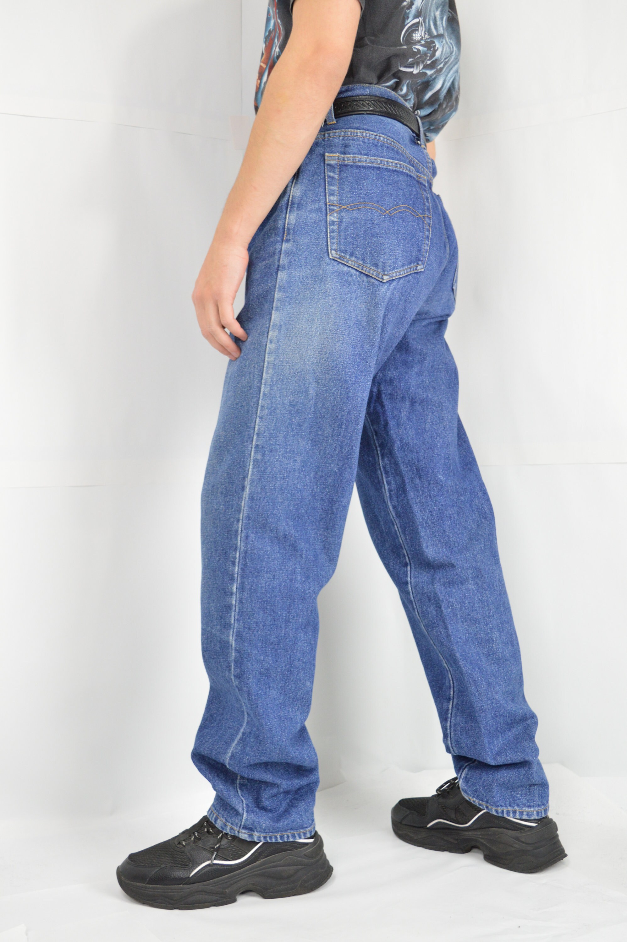 Vintage Blue Denim Straight Jeans Trousers {695} - Etsy