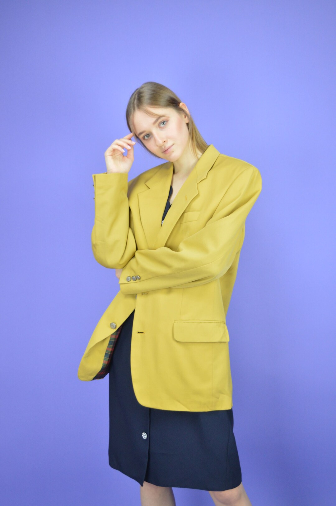 Vintage Yellow Classic 80's Blazer {W310} - Etsy