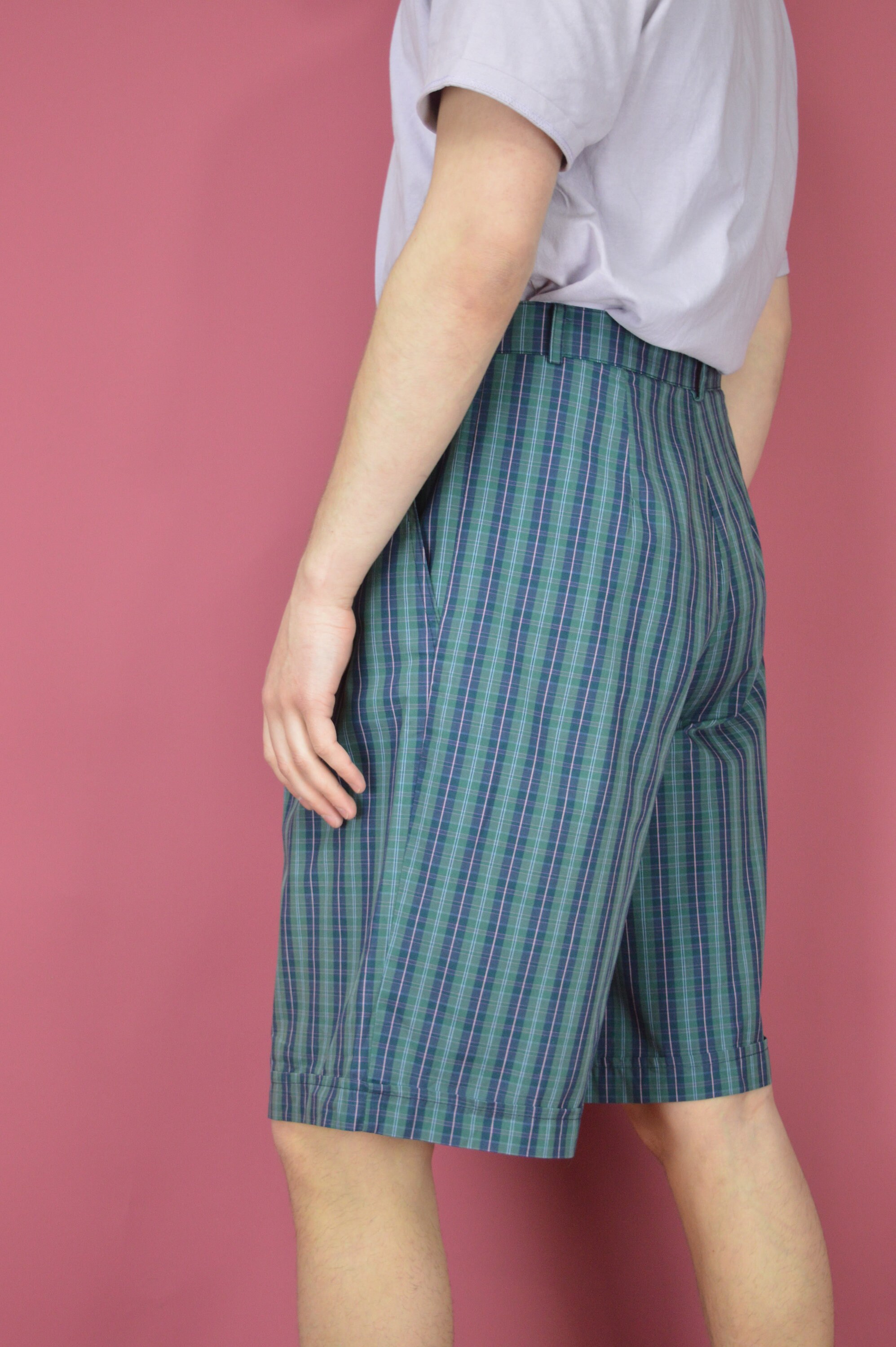 Vintage Two Colour Checkered Classic Cotton Shorts {S226} - Etsy