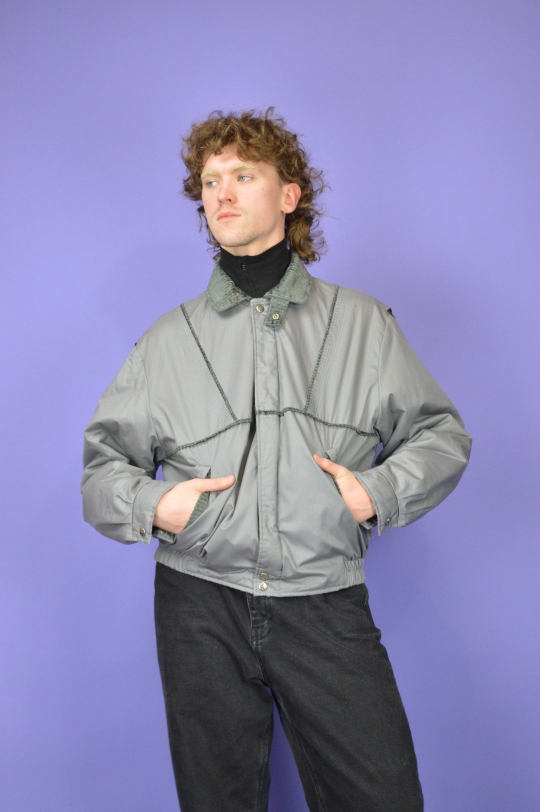 Vintage Grey 80's Puffer Jacket J279 - Etsy
