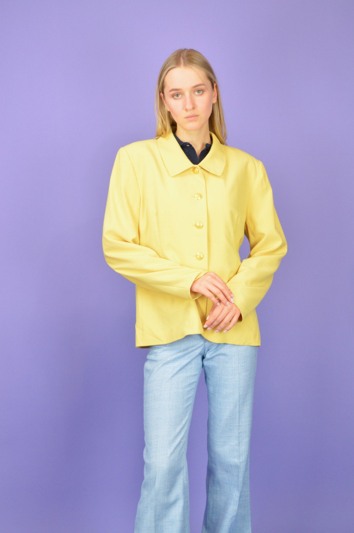 Vintage Yellow Classic 80's Suit Blazer {W574} - Etsy