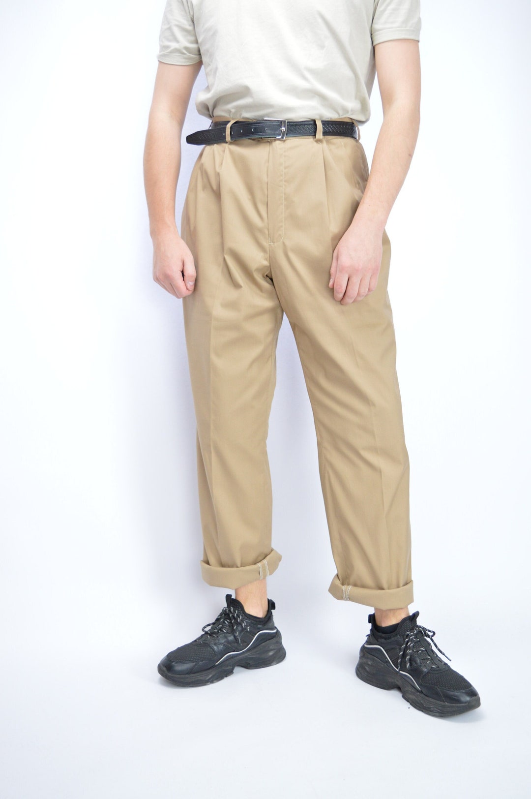 Vintage Brown Classic 80's Cotton Trousers | Retro 80s Style Pants ...