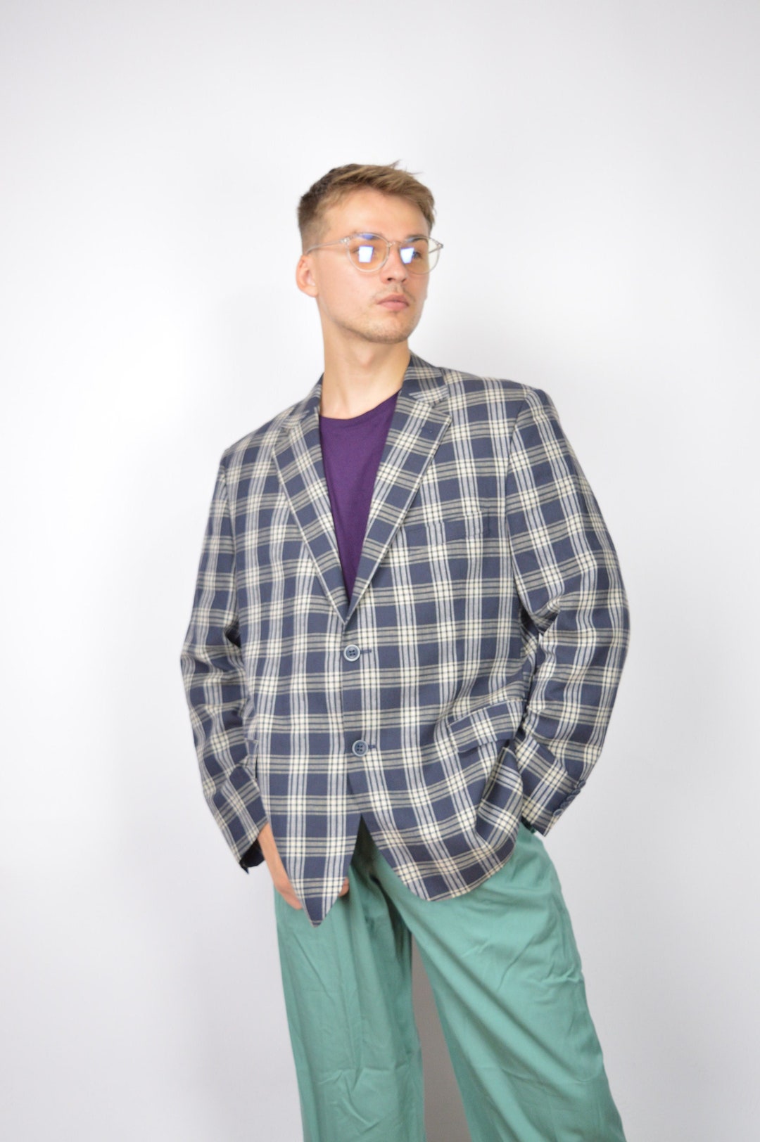 Vintage Two Colour Checkered Classic 80's Suit Blazer {199} - Etsy
