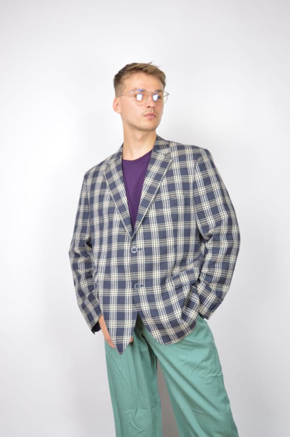 Vintage Two Colour Checkered Classic 80's Suit Blazer - Etsy