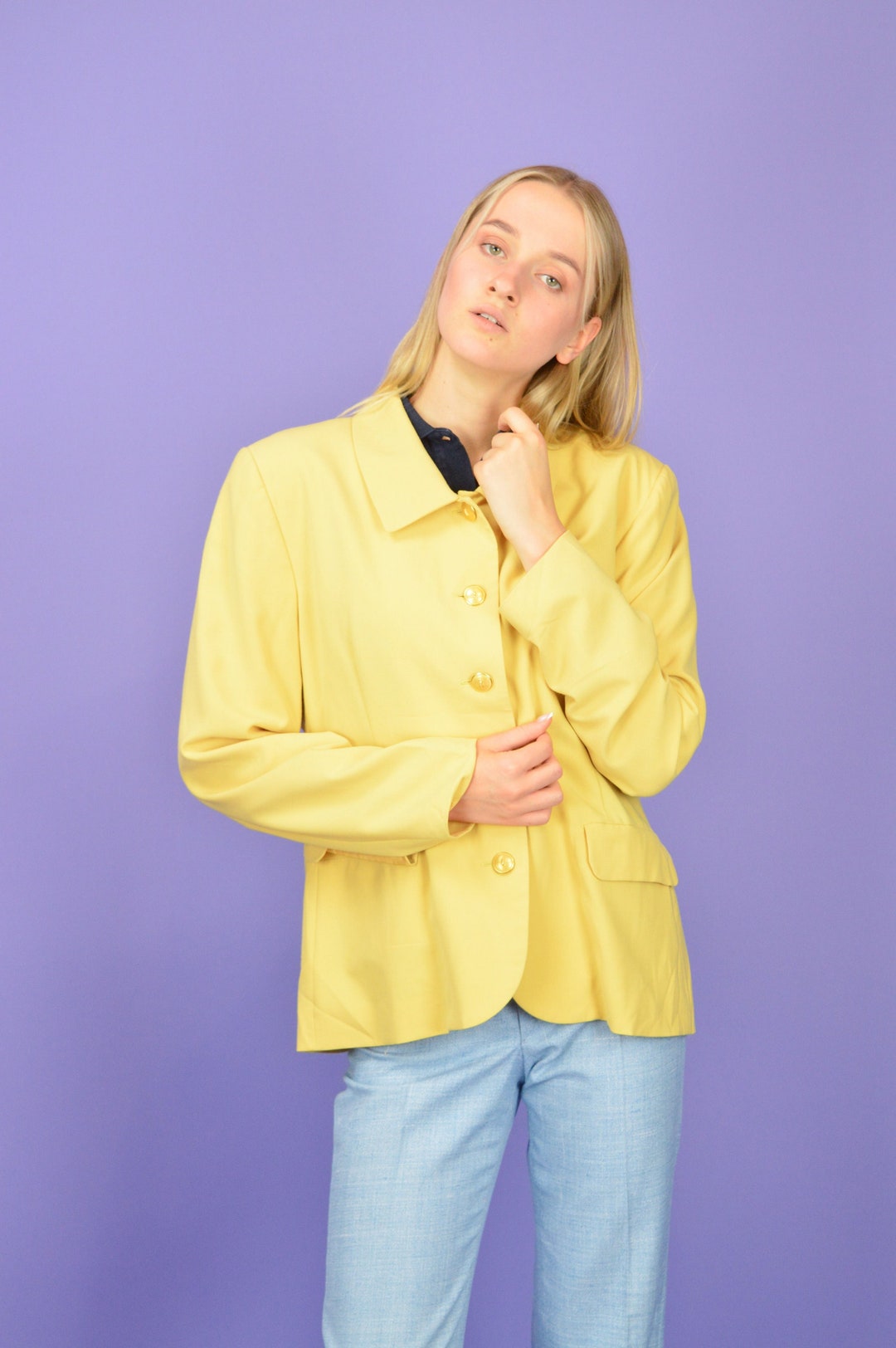 Vintage Yellow Classic 80's Suit Blazer {W574} - Etsy