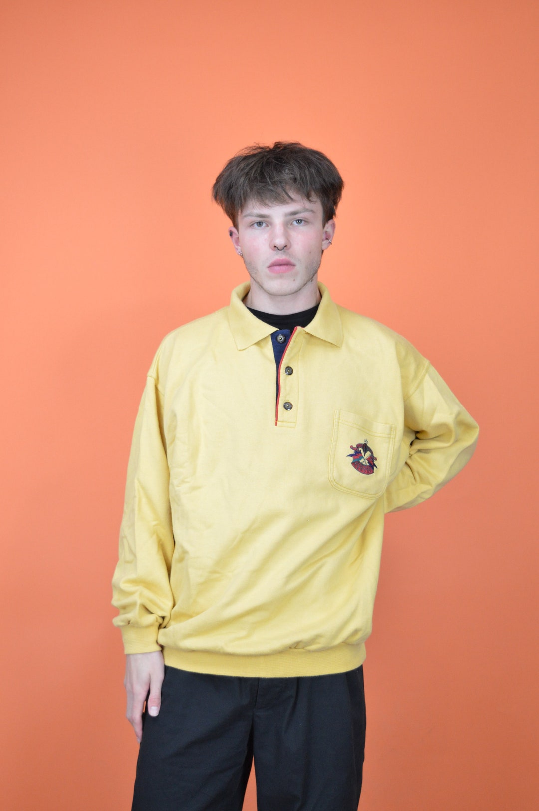 Vintage Yellow Classic 80's Cotton Sweatshirt {40} - Etsy