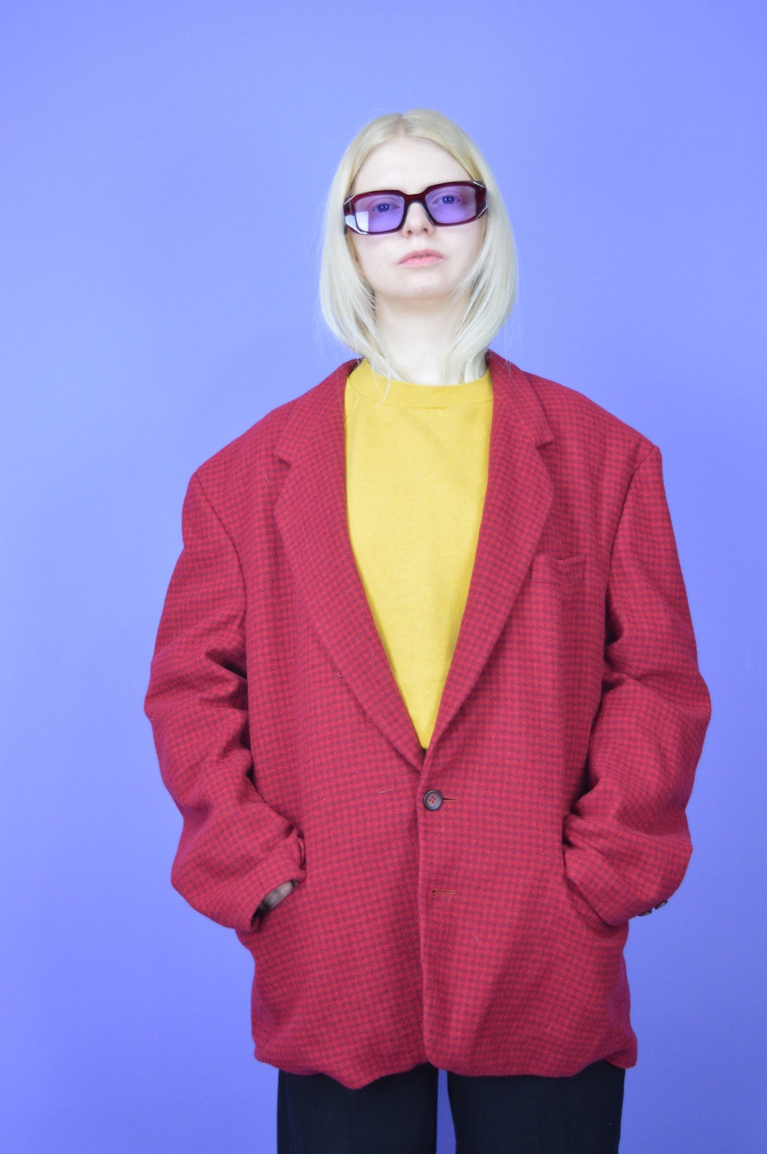 Vintage Red Checkered Classic 80's Suit Blazer {W485} - Etsy