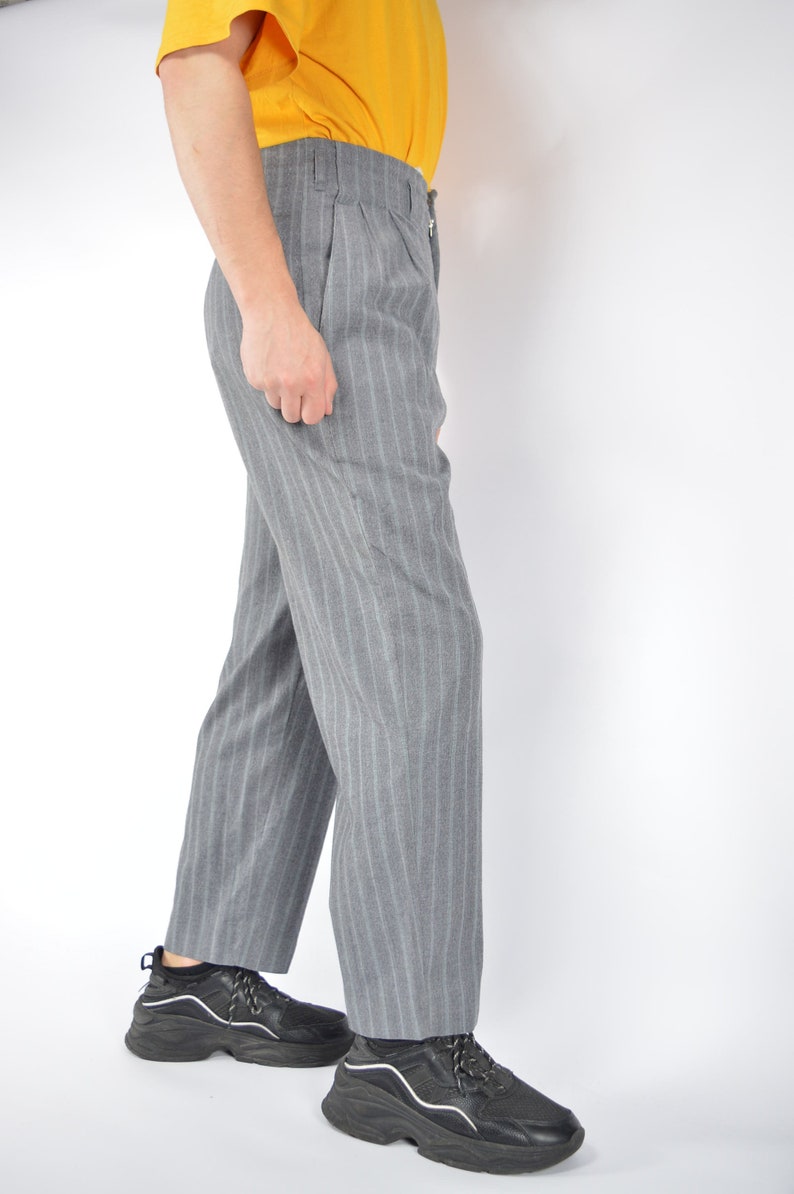 Vintage Grey Striped Classic 80's Straight Suit Trousers {1274} - Etsy
