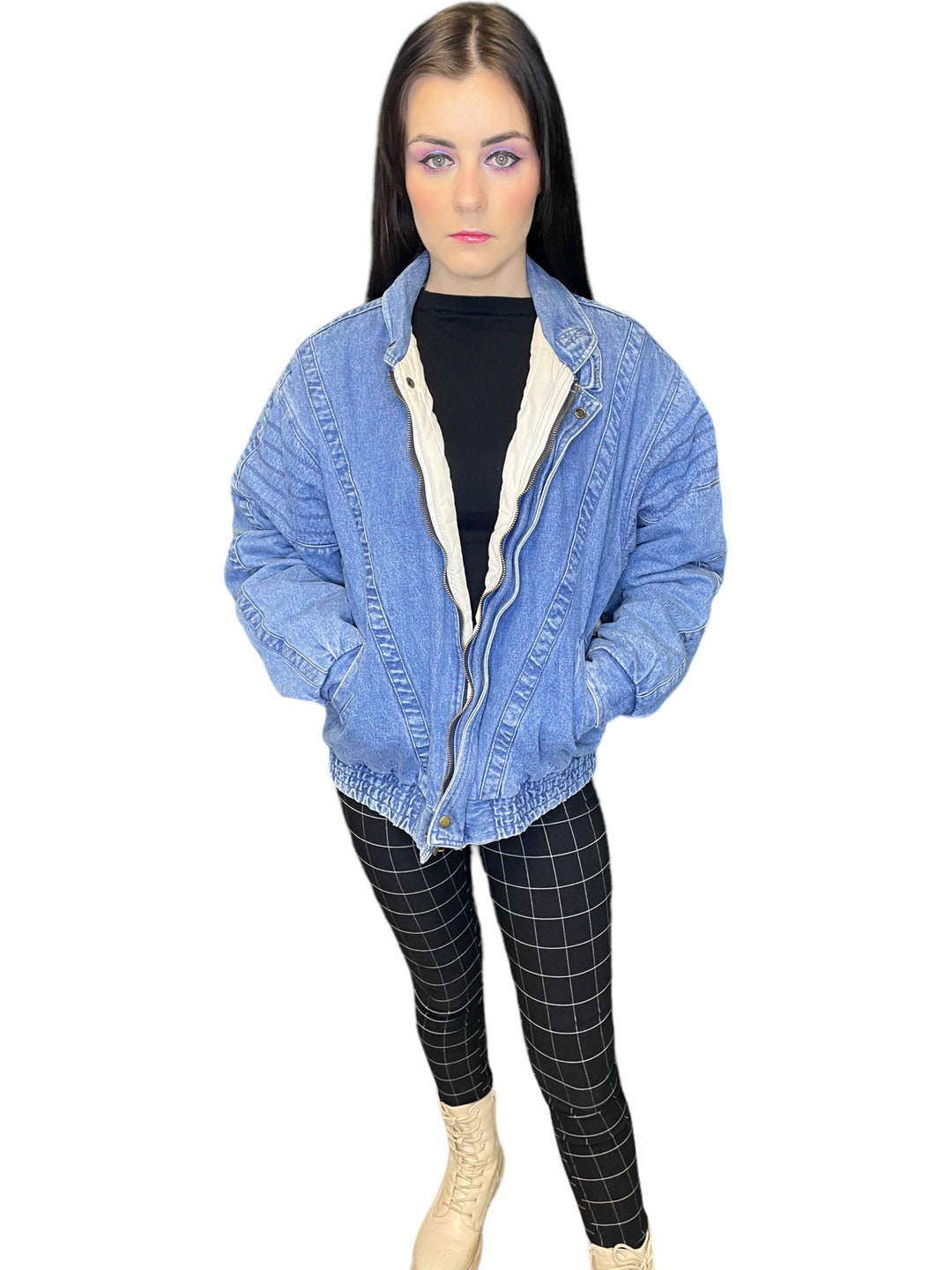 Vintage Warm Denim Puffer Jacket for Women Unisex {W283} - Etsy
