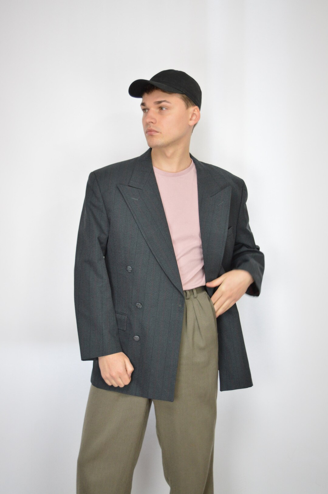 Vintage 80's Dark Grey Wool Suit Blazer | Classic XXL Men’s Jacket ...