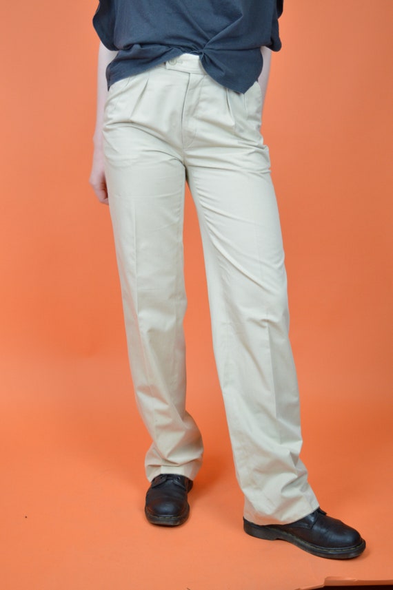 Vintage beige classic 80's straight trousers {W639} - Gem