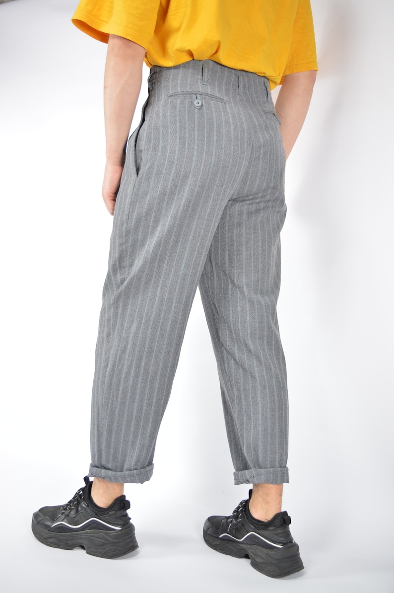 Vintage Grey Striped Classic 80's Straight Suit Trousers {1274} - Etsy