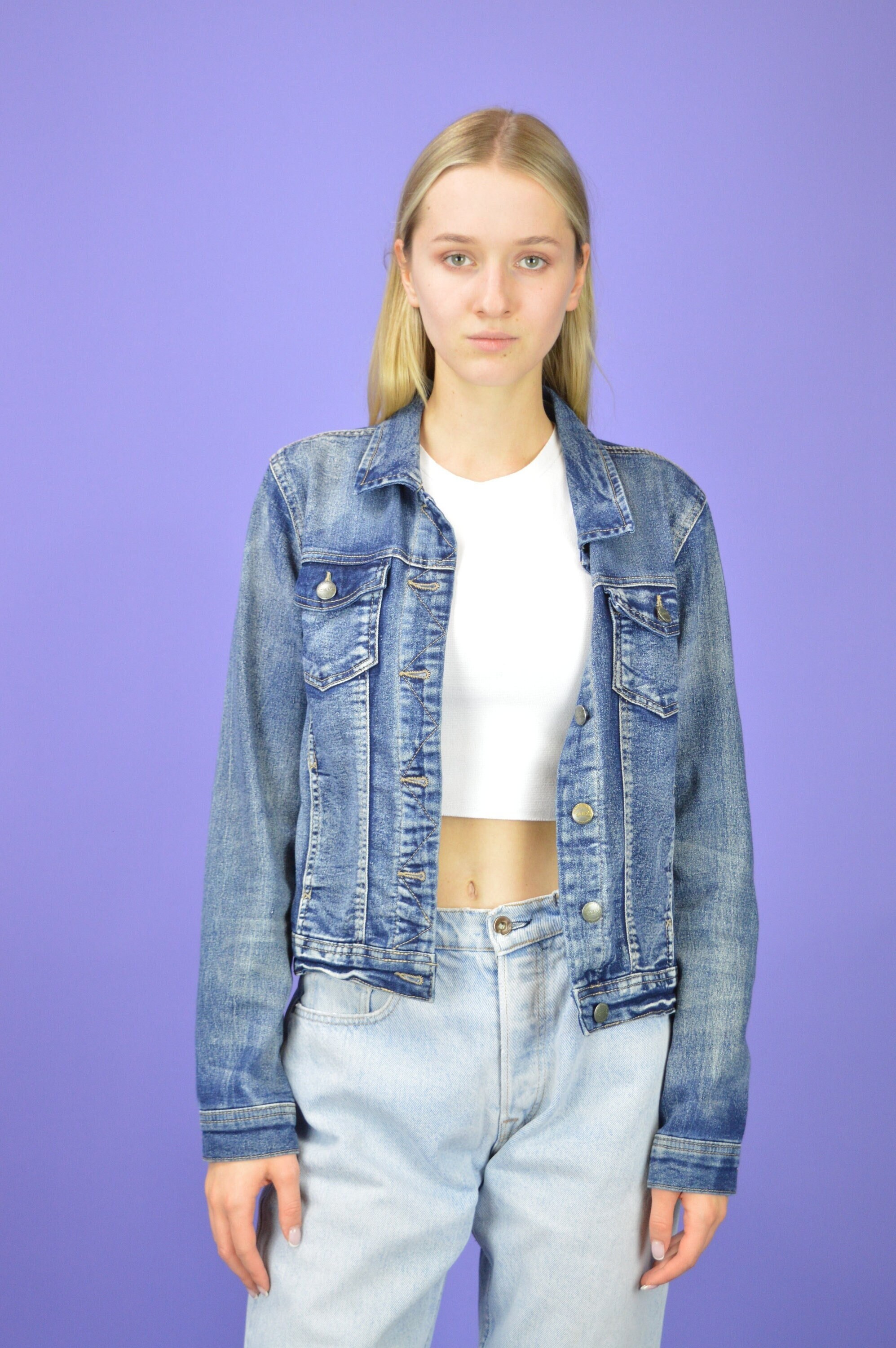 Vintage Blue Jeans Classic Denim Bomber Jacket {W555} - Etsy
