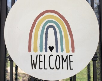 Rainbow Welcome Door Hanger Rainbow Door Decor Modern Door | Etsy