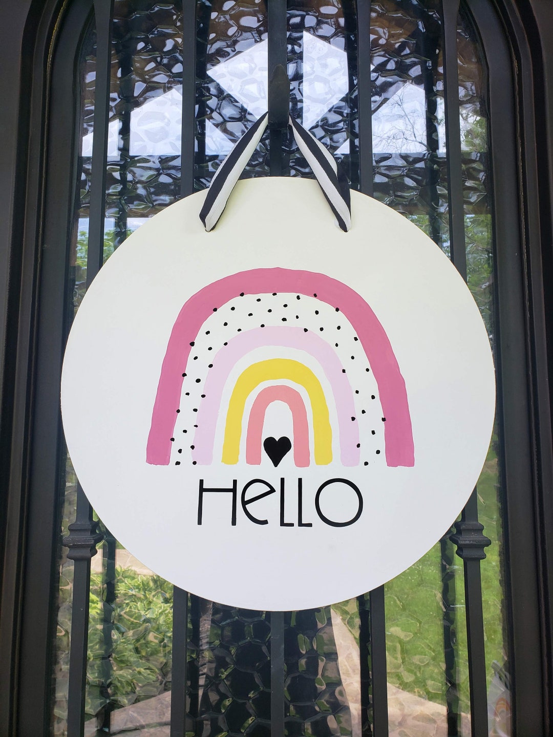 Rainbow Hello Door Hanger| Rainbow Door Decor | Modern Door Hanger ...