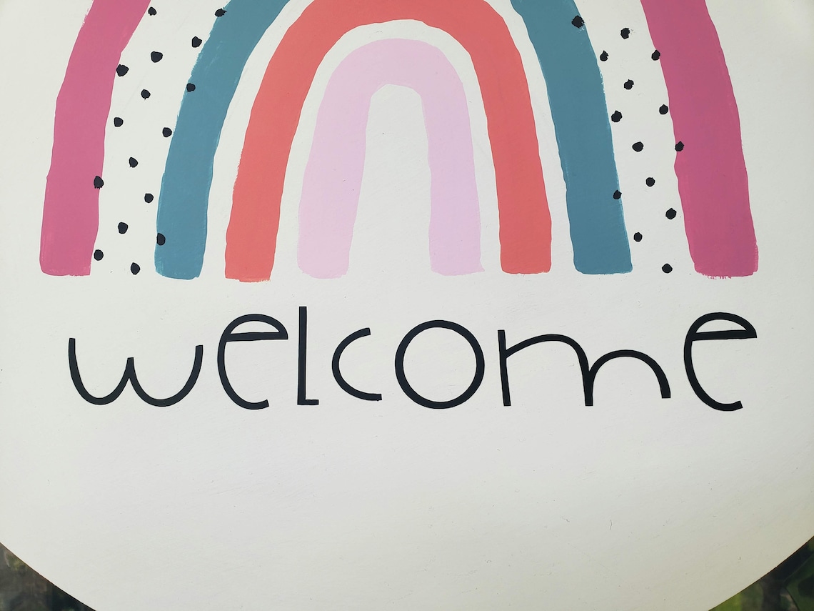 Rainbow Welcome Door Hanger Rainbow Door Decor Modern Door | Etsy