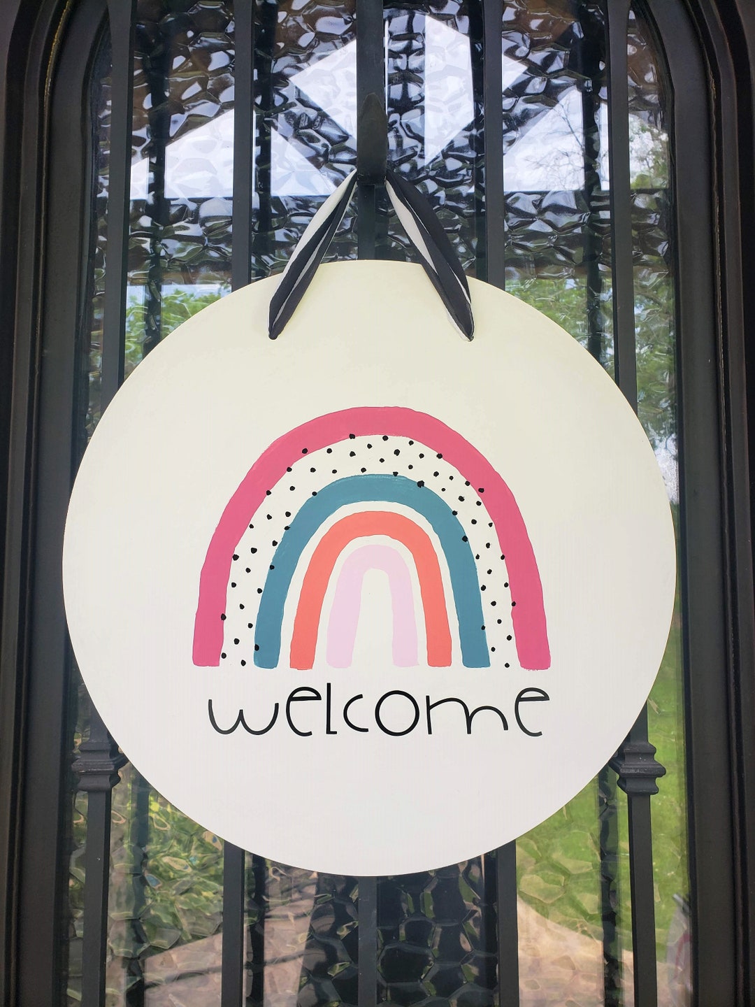 Rainbow Welcome Door Hanger | Rainbow Door Decor | Modern Door Hanger ...