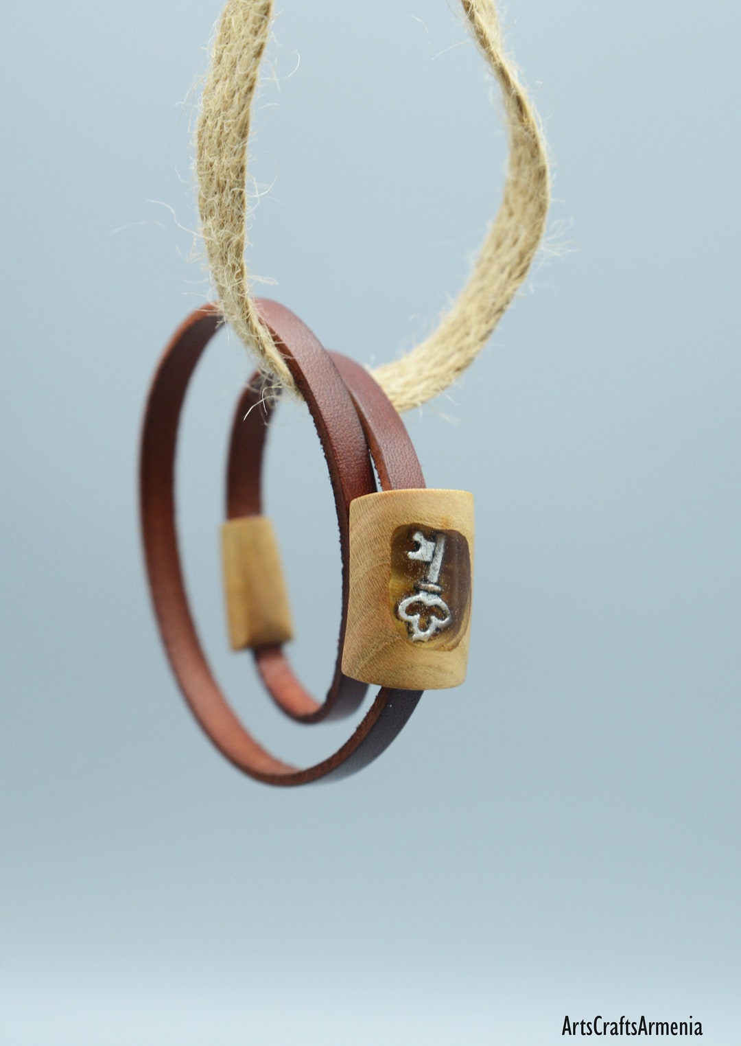 Wooden Key Bracelet With Leather , Good Luck Bracelet Gifts, Key Bangle ...