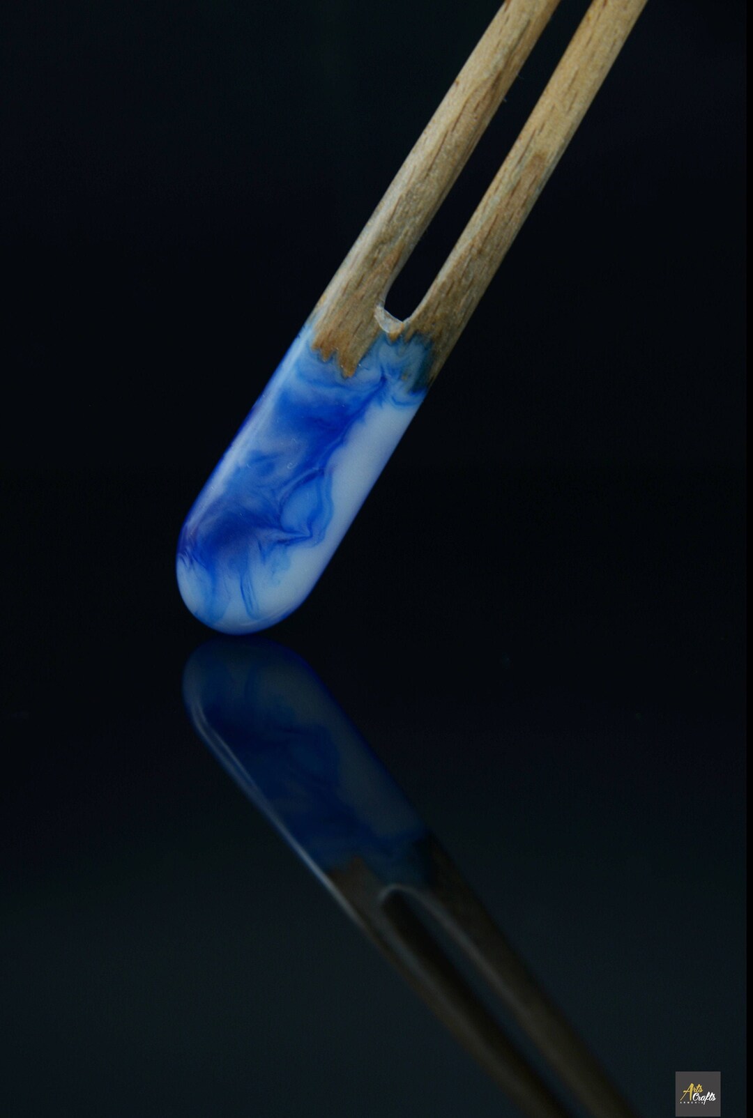 Wooden Hair Fork, 2 Prong Wood Resin Haarforke, Mahogany, Fourche ...