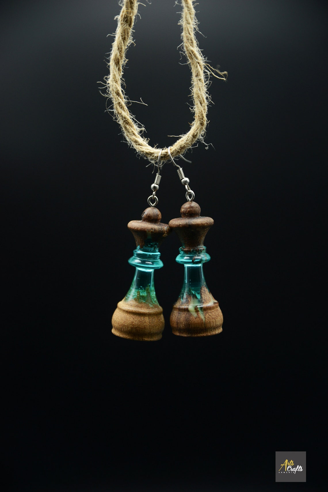 Gift for Chess lover Chess earrings Blue earring Exotic | Etsy