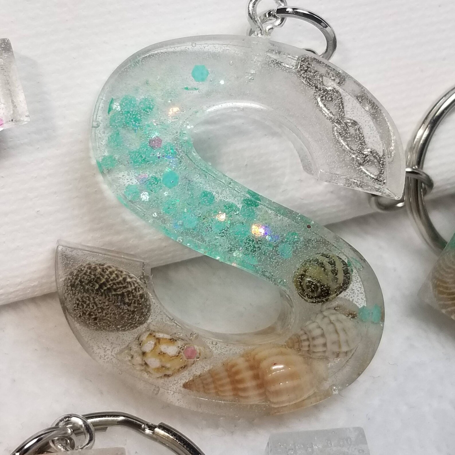 Beach themed resin initial keychain custom keychain | Etsy