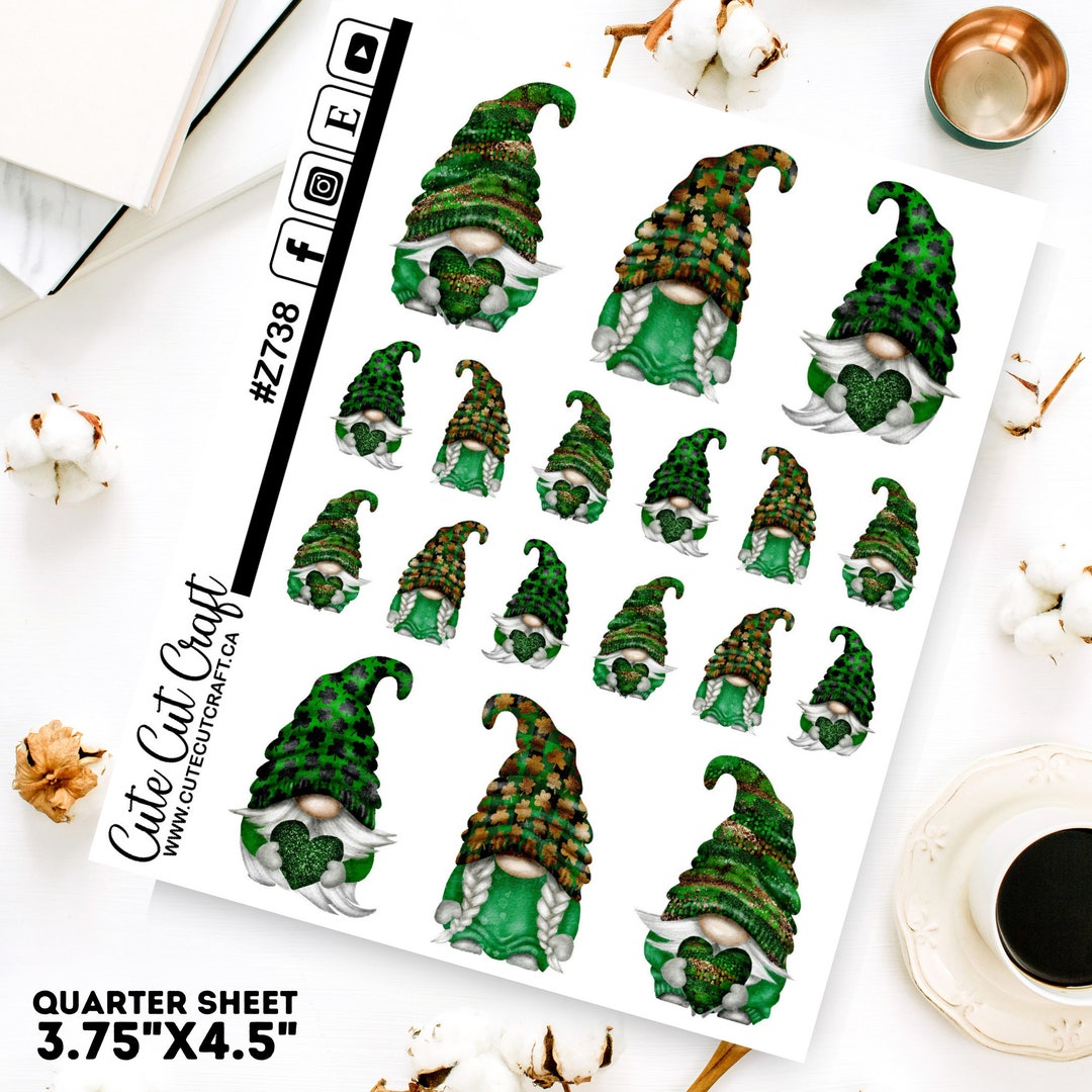 Gnome Planner Stickers Clover Heart Gnomes - Etsy