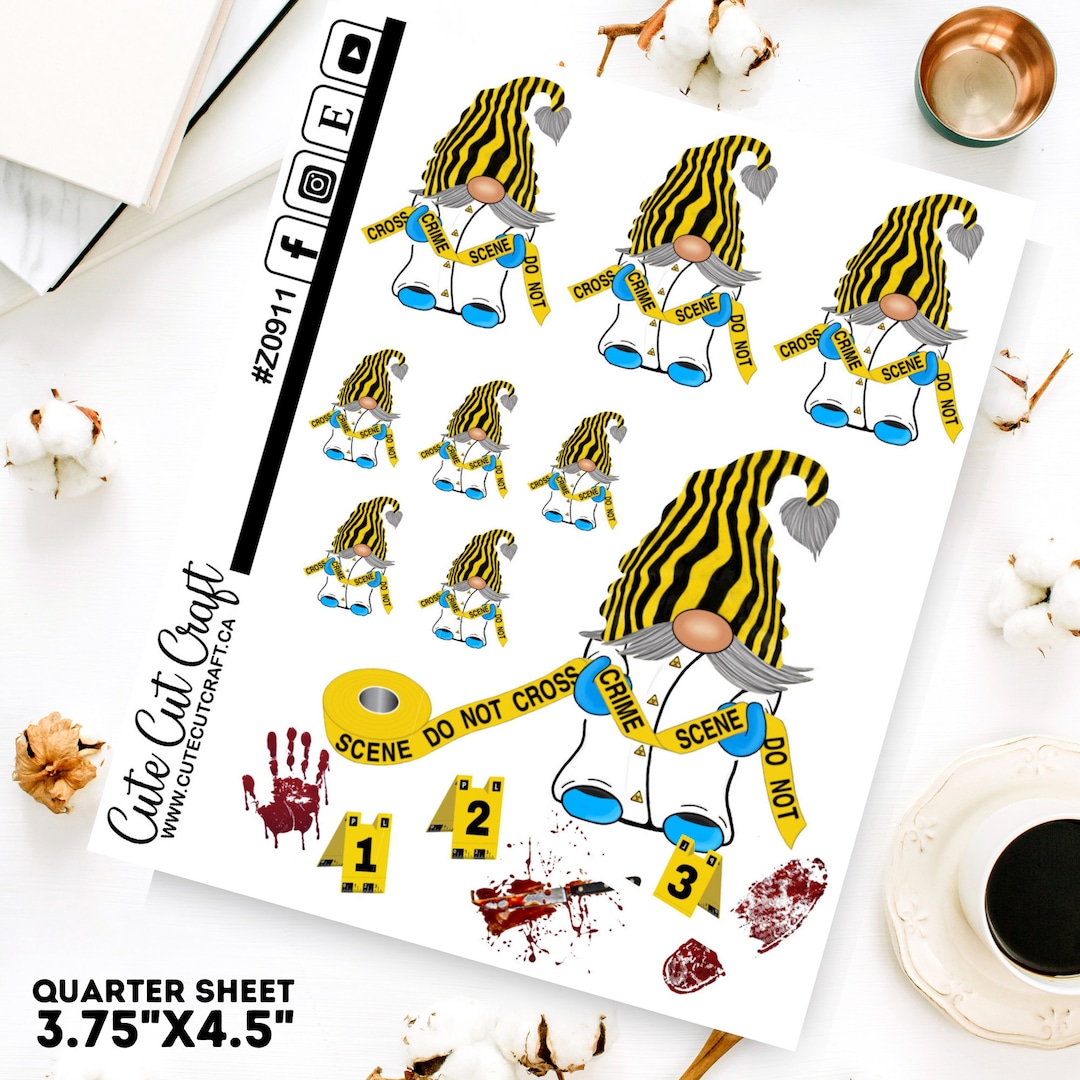 Gnome Planner Sticker Crime Scene Gnomes - Etsy