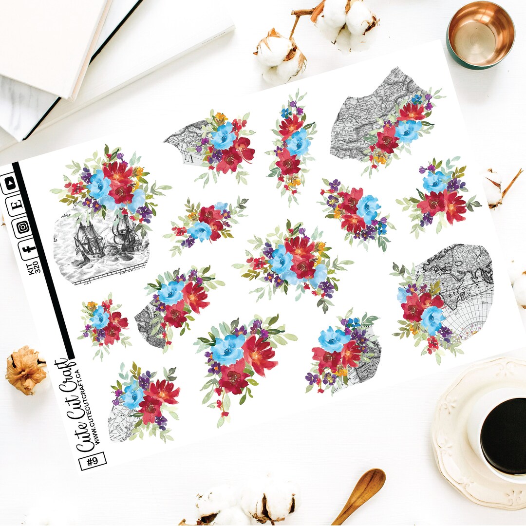 Decorative Sticker Sheet Floral Map Planner & Journal - Etsy