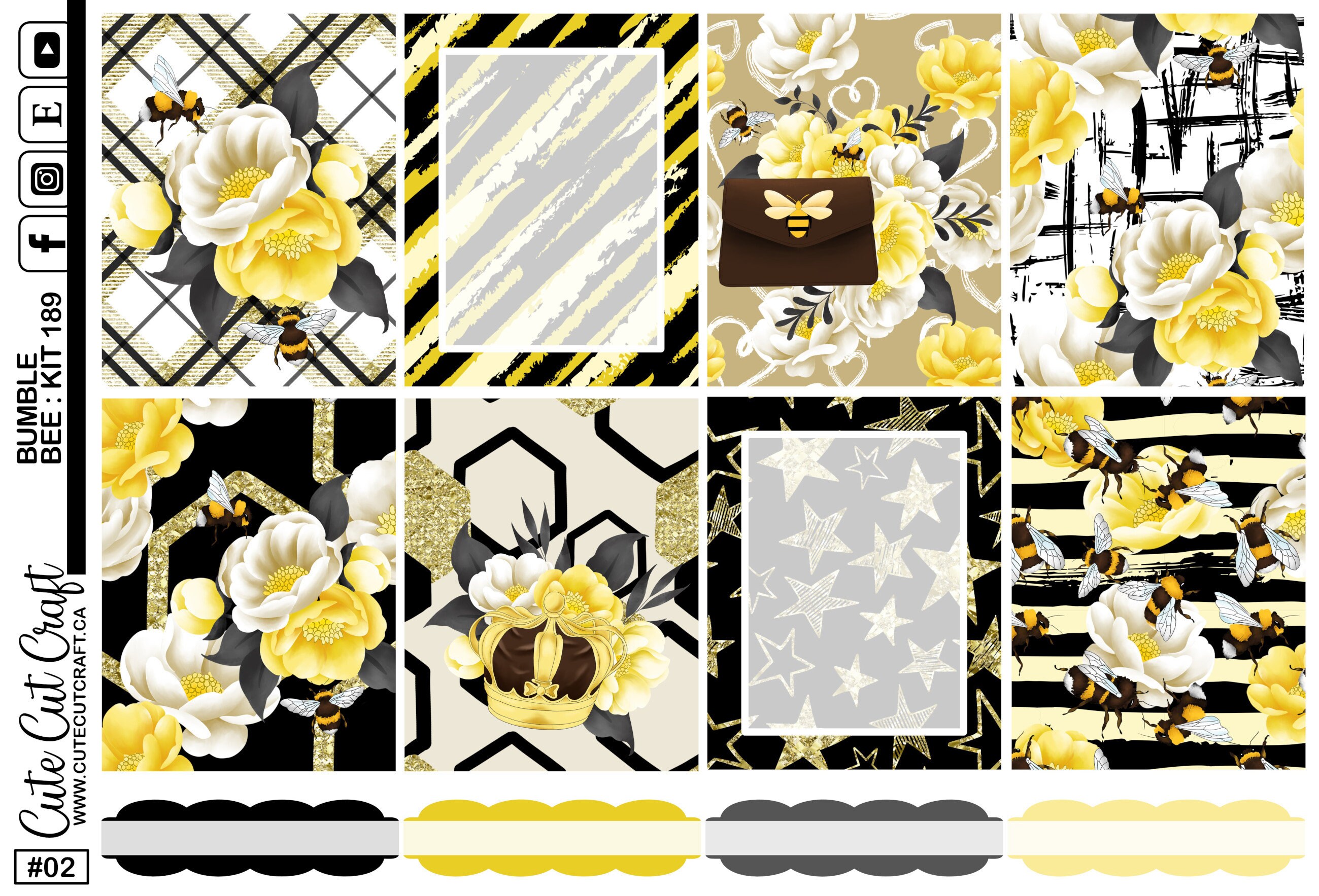 Full Box Stickers Bumble Bee Planner Stickers 3 Sizes - Etsy